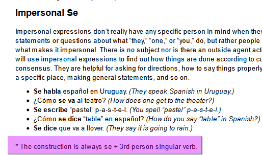 Why is this impersonal se? | SpanishDictionary.com Answers