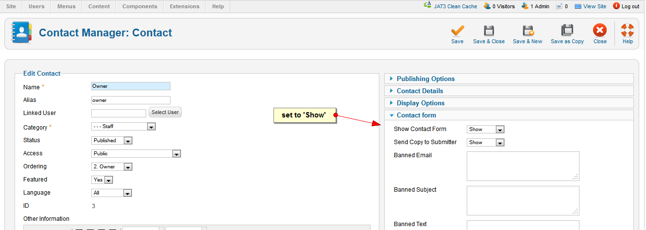 how to display contact us as that of the demo - JoomlArt